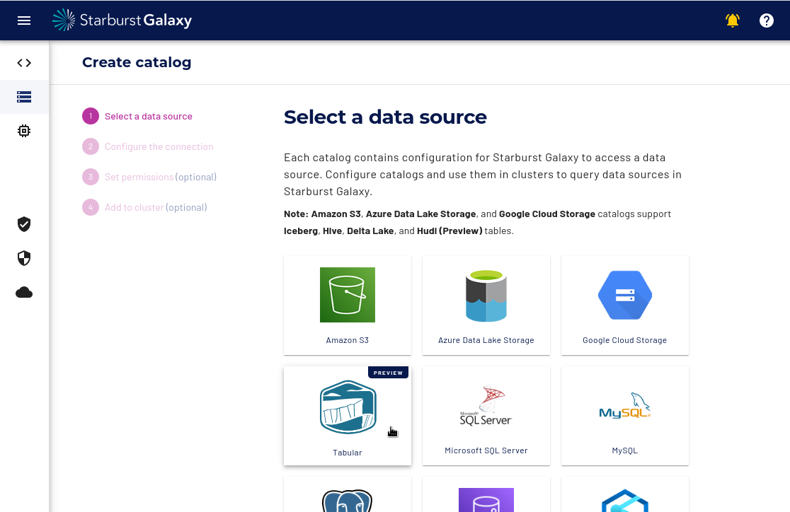 Tutorial: Connecting Starburst Galaxy to Tabular | Starburst