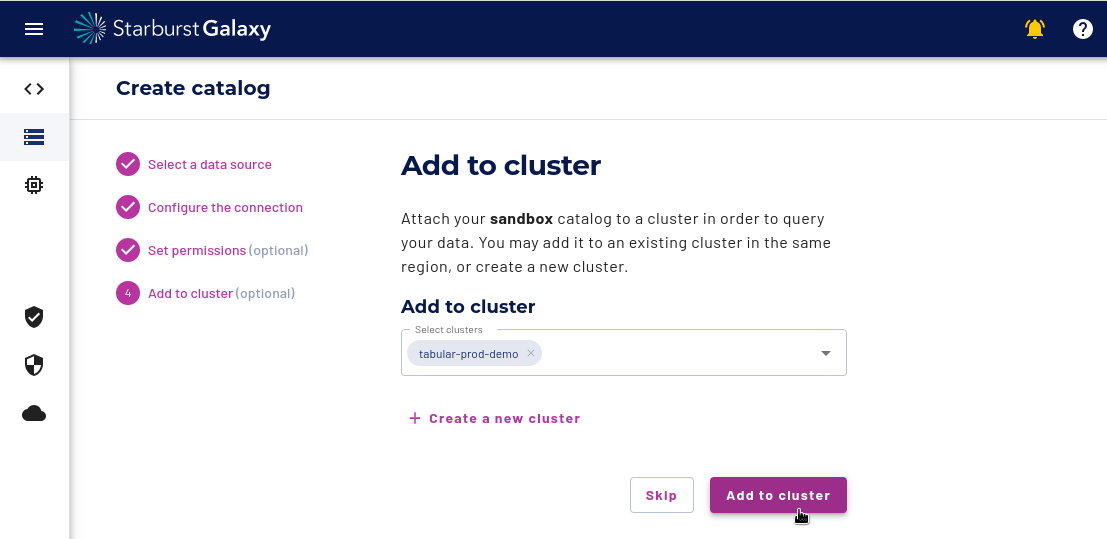 Tutorial: Connecting Starburst Galaxy to Tabular | Starburst